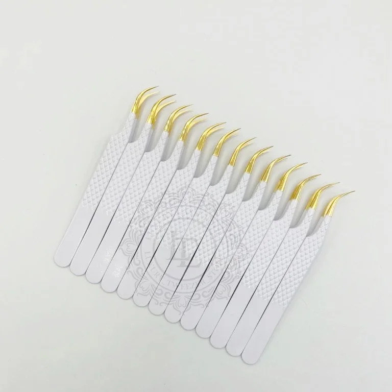 Fiber Tip 90 Degree Tweezers Customized Paper Coating Tweezer Silver ...