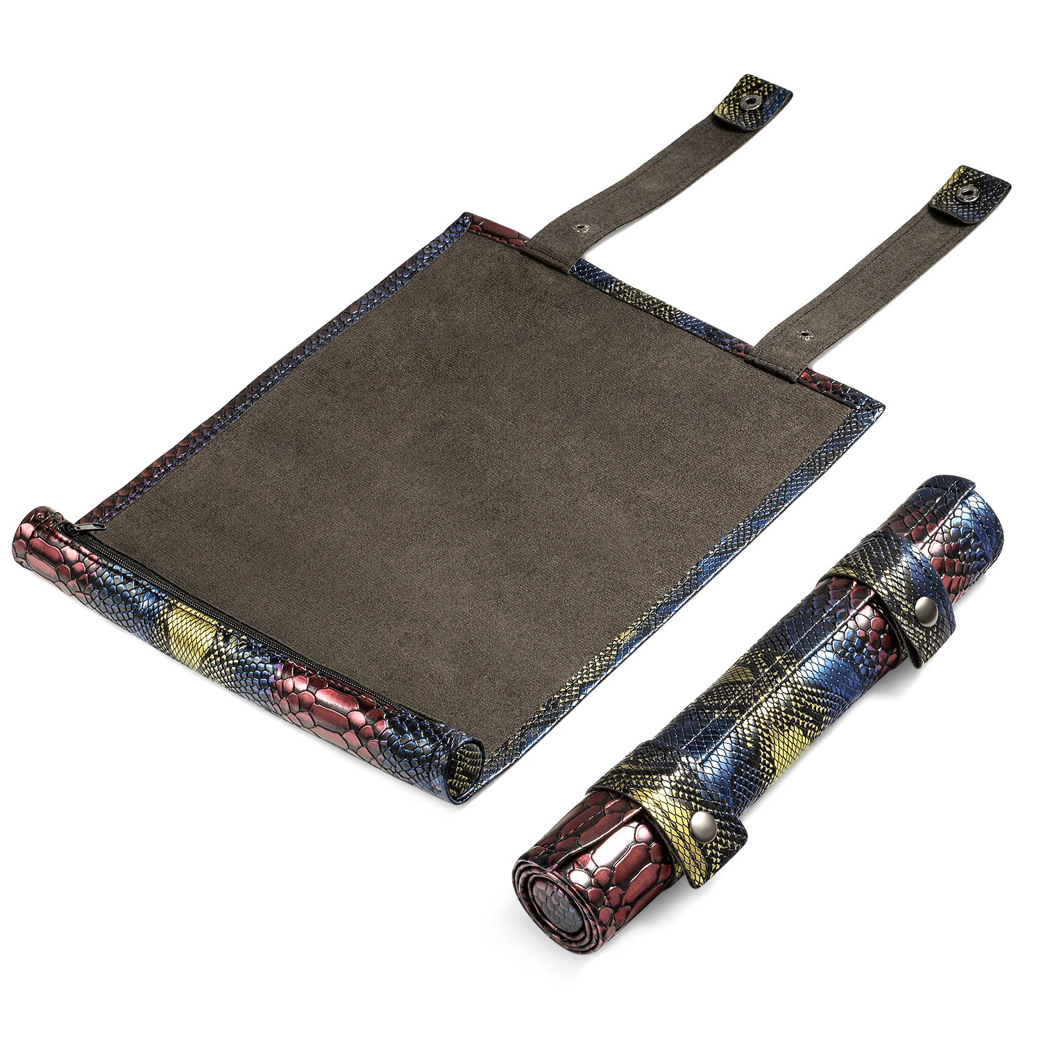 Custom DND Dice Tray - Dragon Scale PU Leather & Velvet