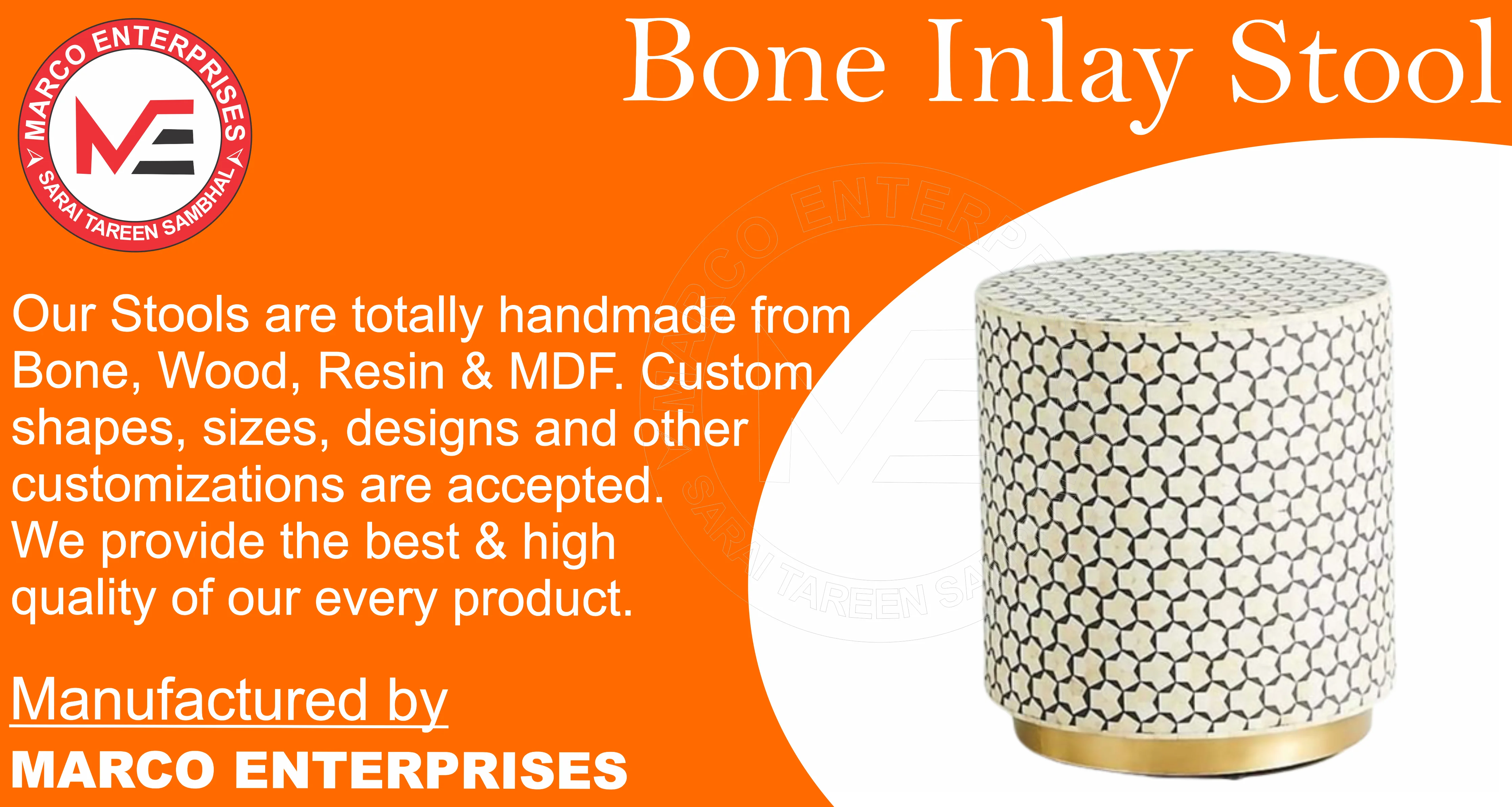 Premium Quality Bone Inlay Rounded Stool Top Quality In Cheap Price ...