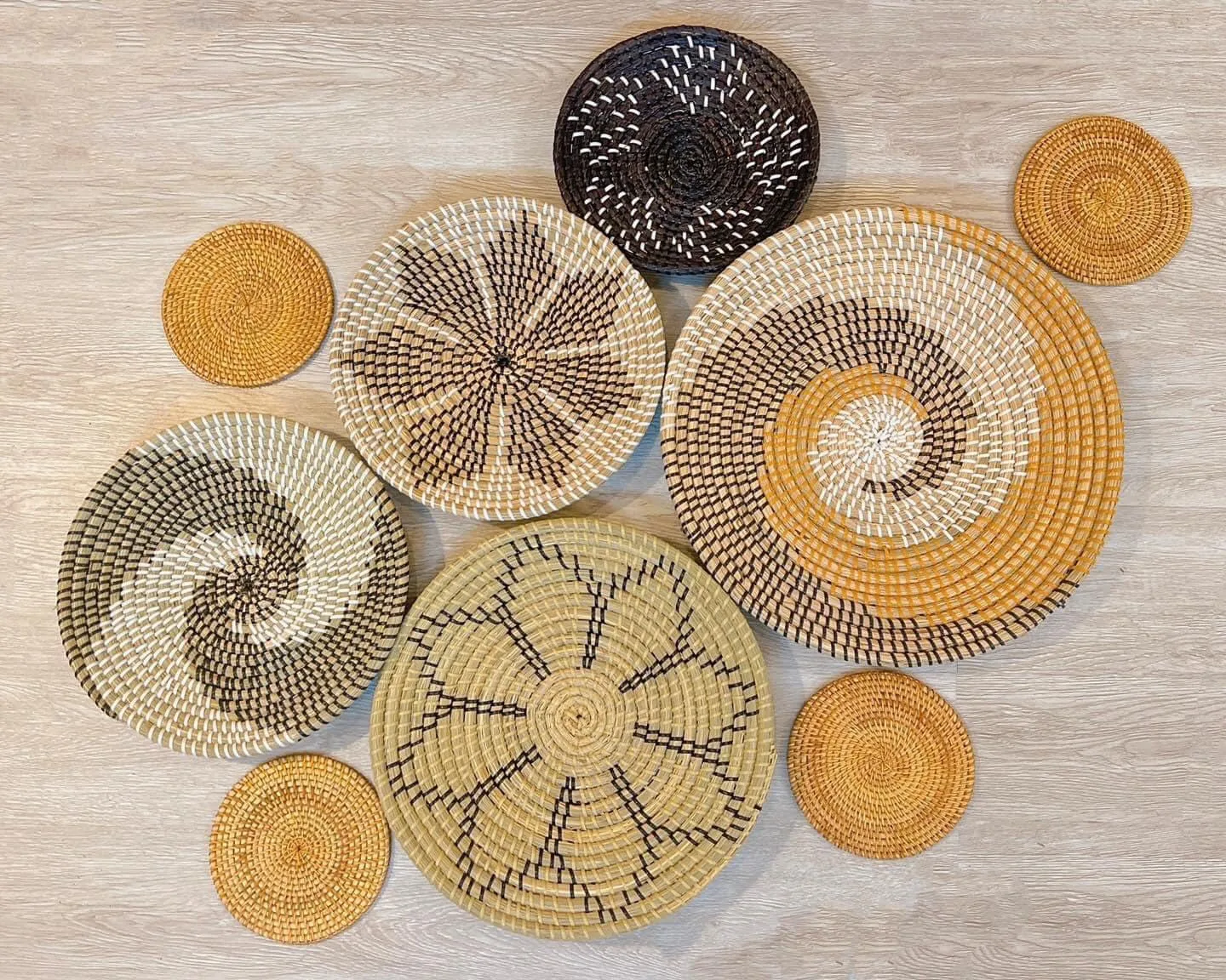 Modern Farmhouse Style Rattan Wall Art Basket Plates For Home ...