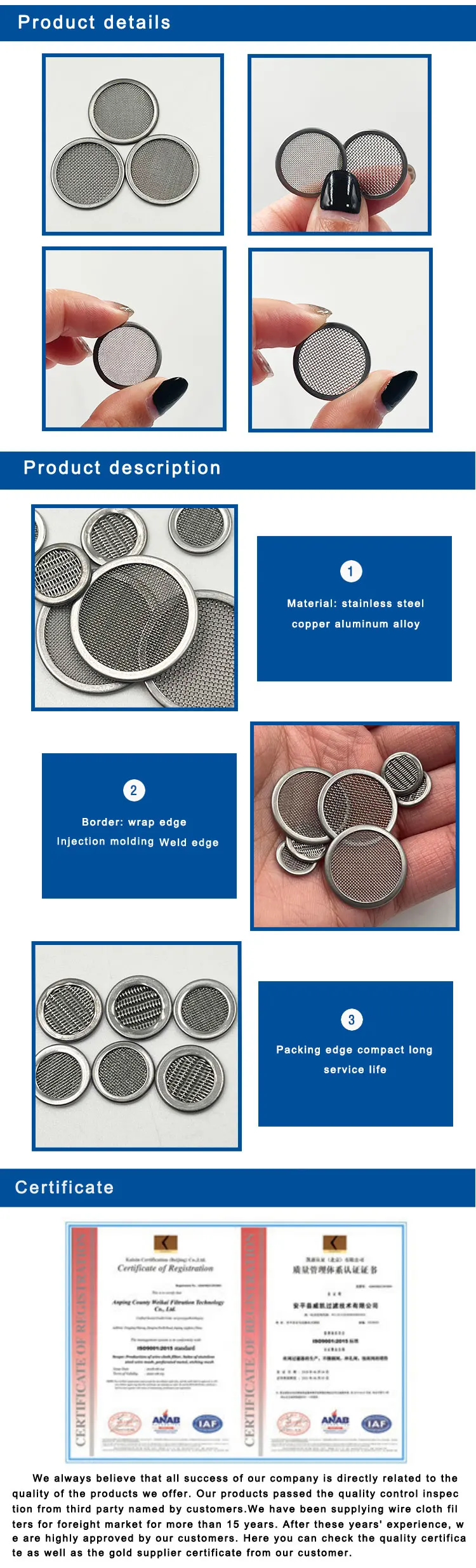 Wire Mesh Round Metal Mesh Screen Filter Disk Weave Stainless Steel ...