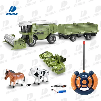 Combine Harvester Toy Rc Farm Tractor Trailer Toy 27mhz Easy To Install ...