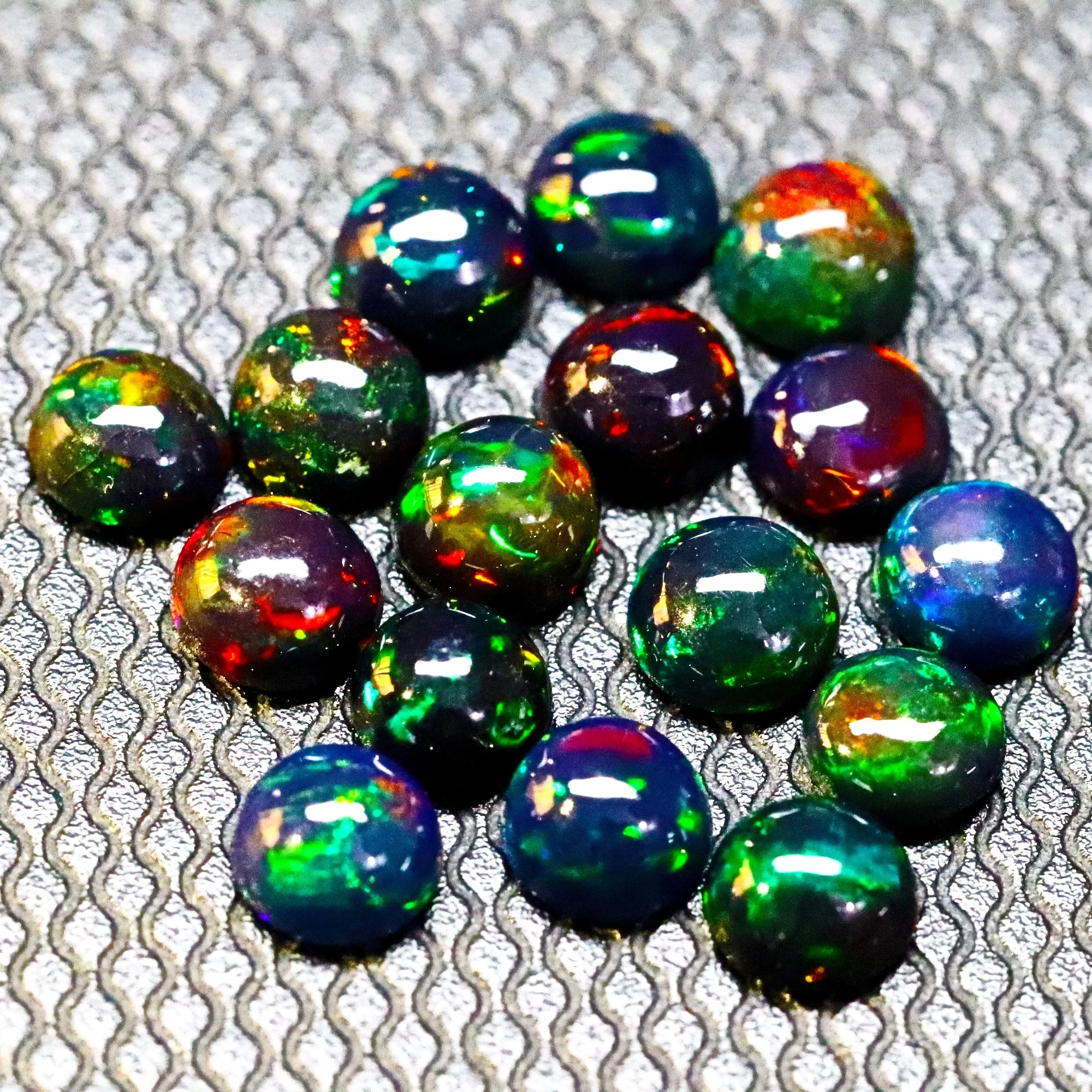 Natural Ethiopian Black Opal Cabochon Lot Smooth Polished Round Welo ...