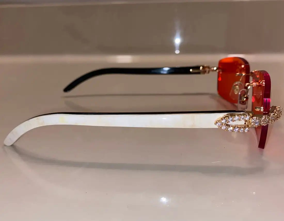 Iced Out Rimless Sunglasses Detroit Style Buffs Bussed Down Hip Hop ...