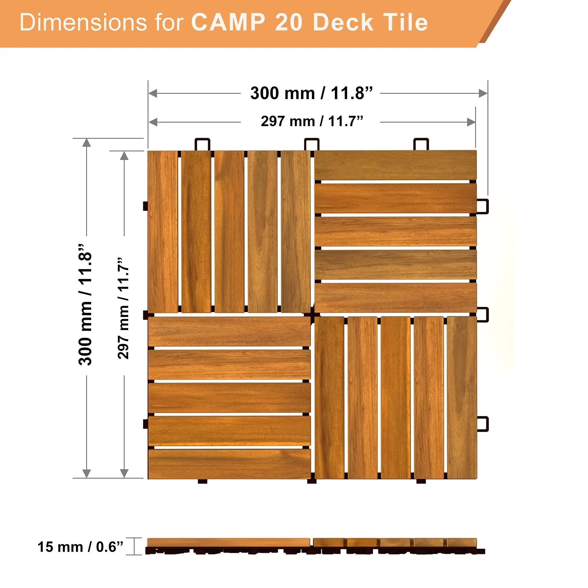 ACACIA DECKING TILES - Durable Composite Plastic Flooring