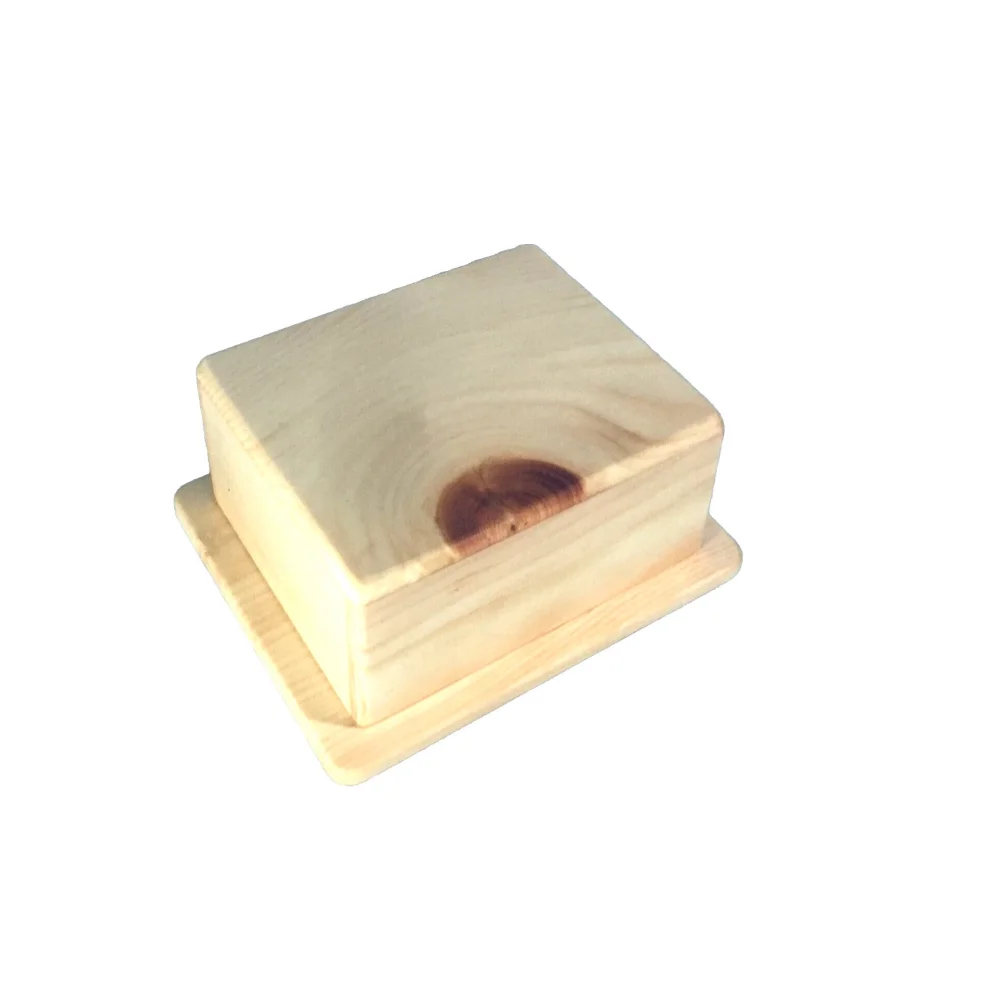 Natural Wood Butter Box Butter Container Keeper Cheese Butter Dish with ...