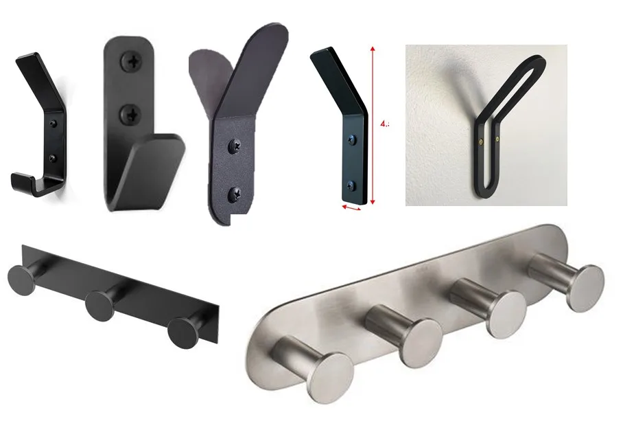 Wall Mounted Hook Diamond Black Metal Design for Coats Hats Towels and ...