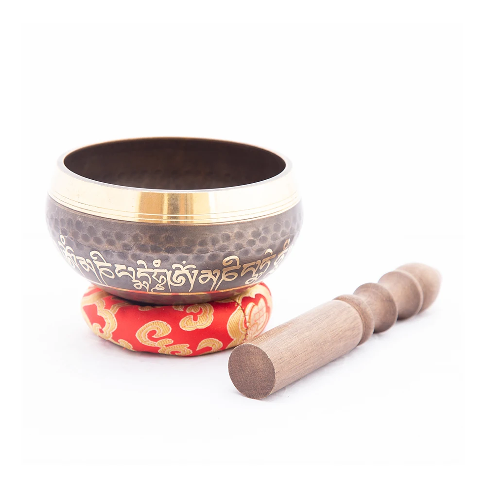 Tibetan Singing Bowl Used For Chakra Healing With Wooden Mallet And ...