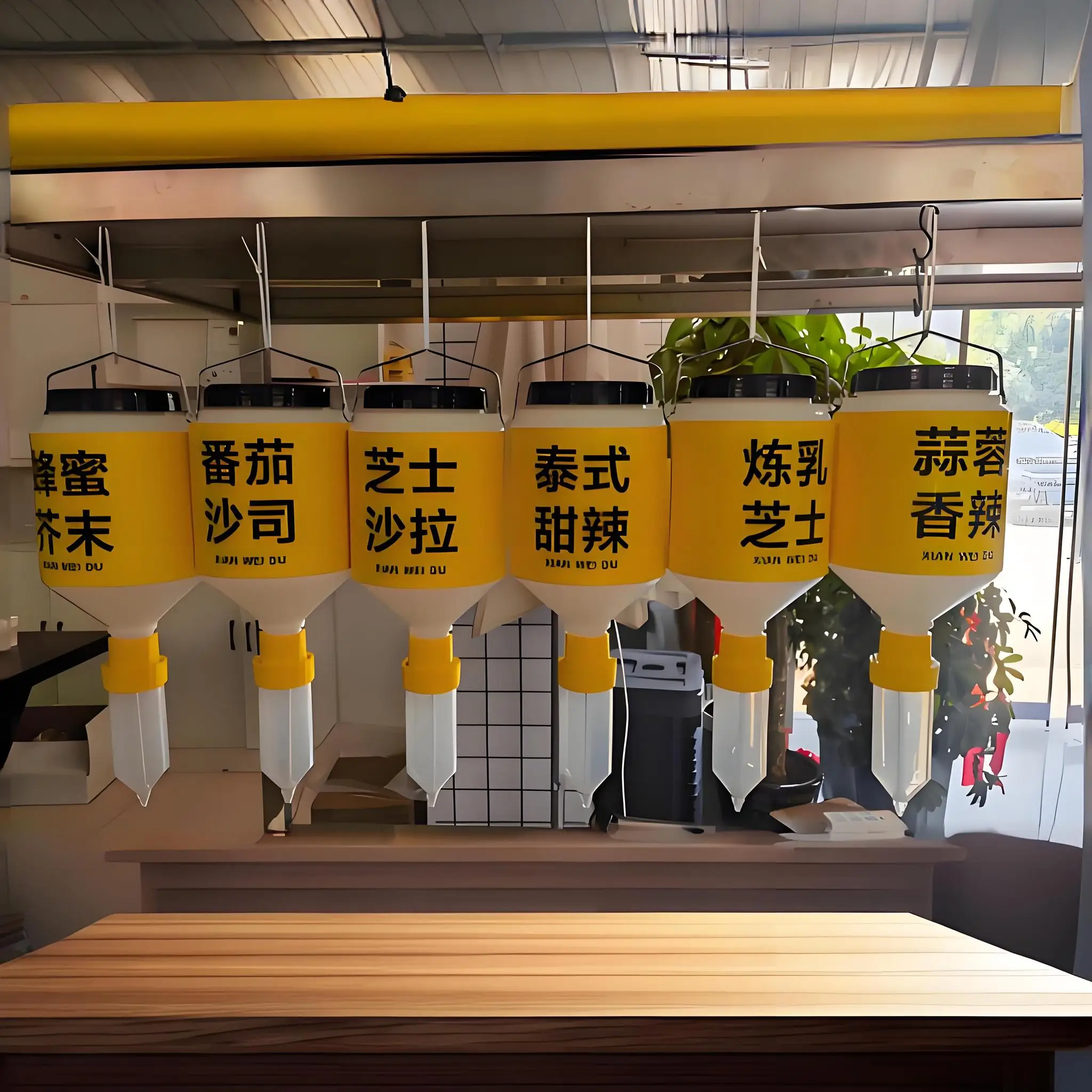 Commercial Double Squeeze Bottles Topping Hanging Sauce Cheese ...