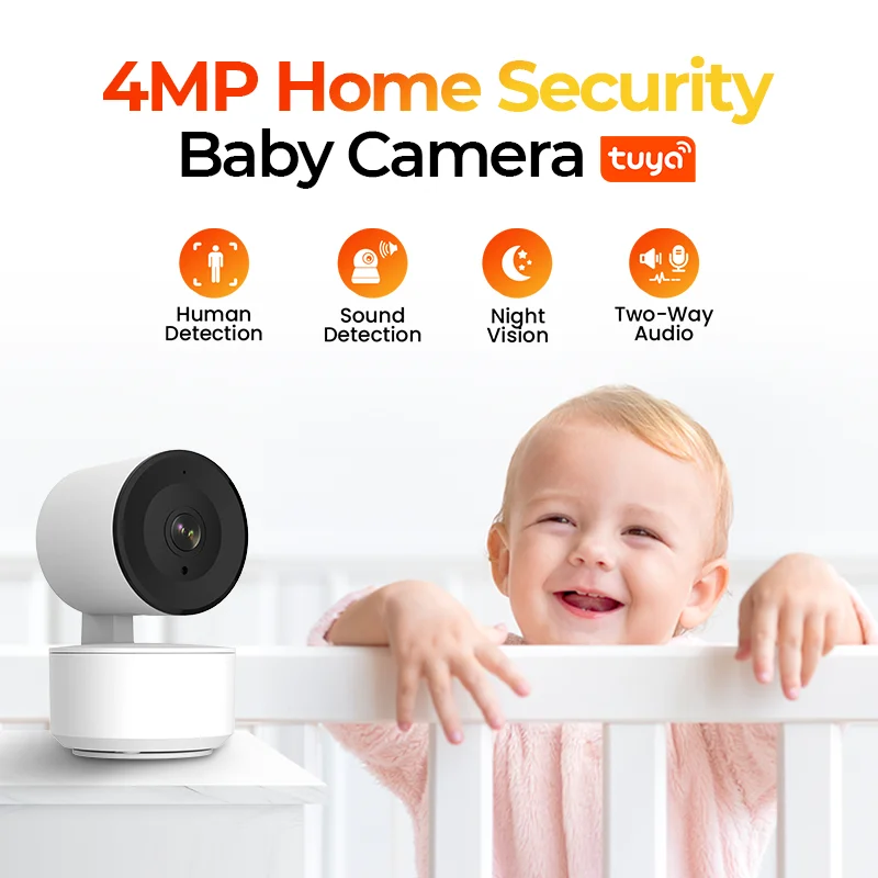 4MP Tuya Smart WIFI Baby Monitor - 360° Panorama Camera