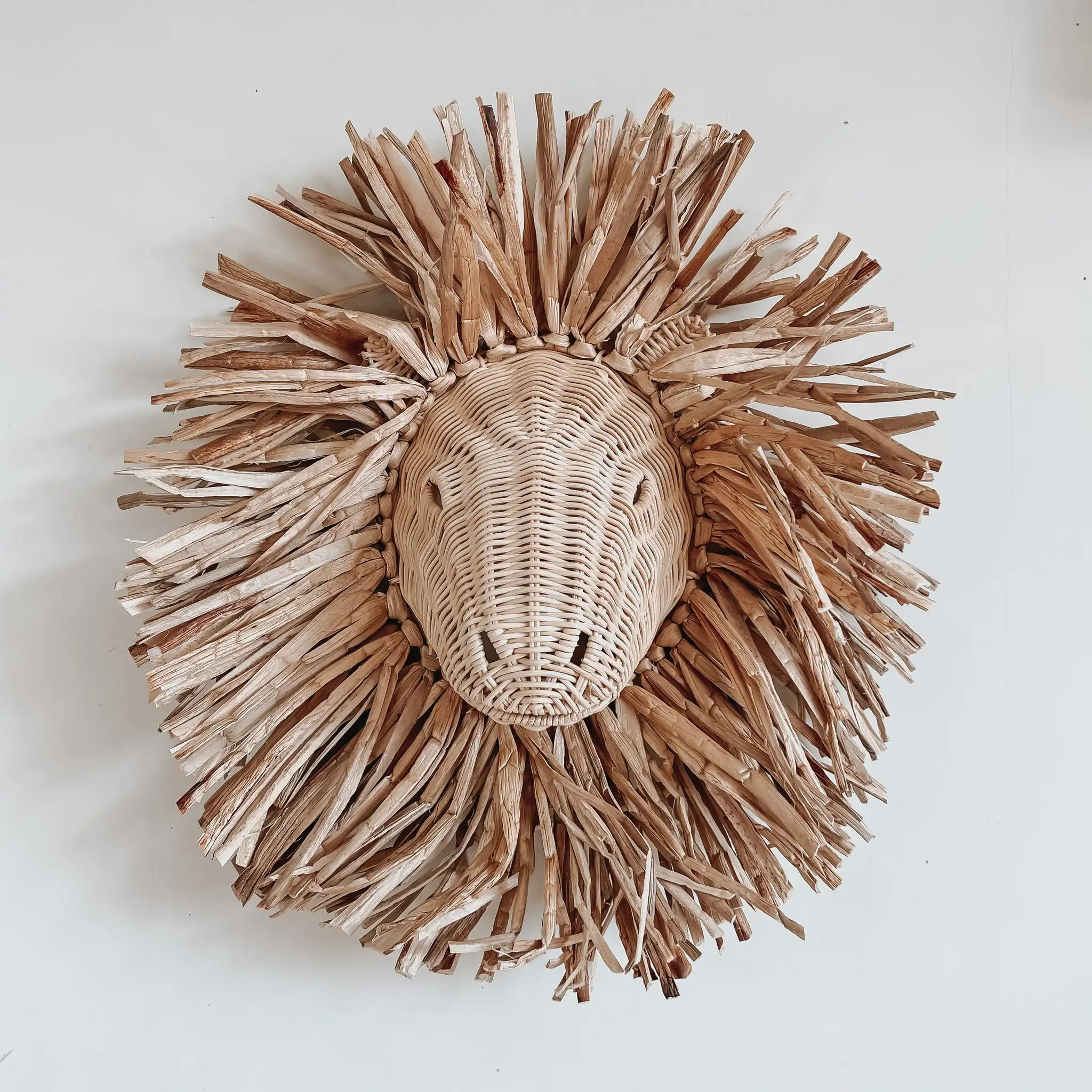Natural Rattan Woven Head Animals for Kids Bedroom Decor