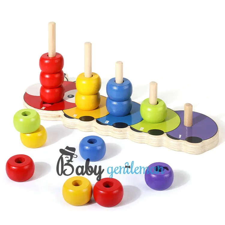 Montessori Counting Rings Wooden Colour Sorting Stacking Toy For Kids ...
