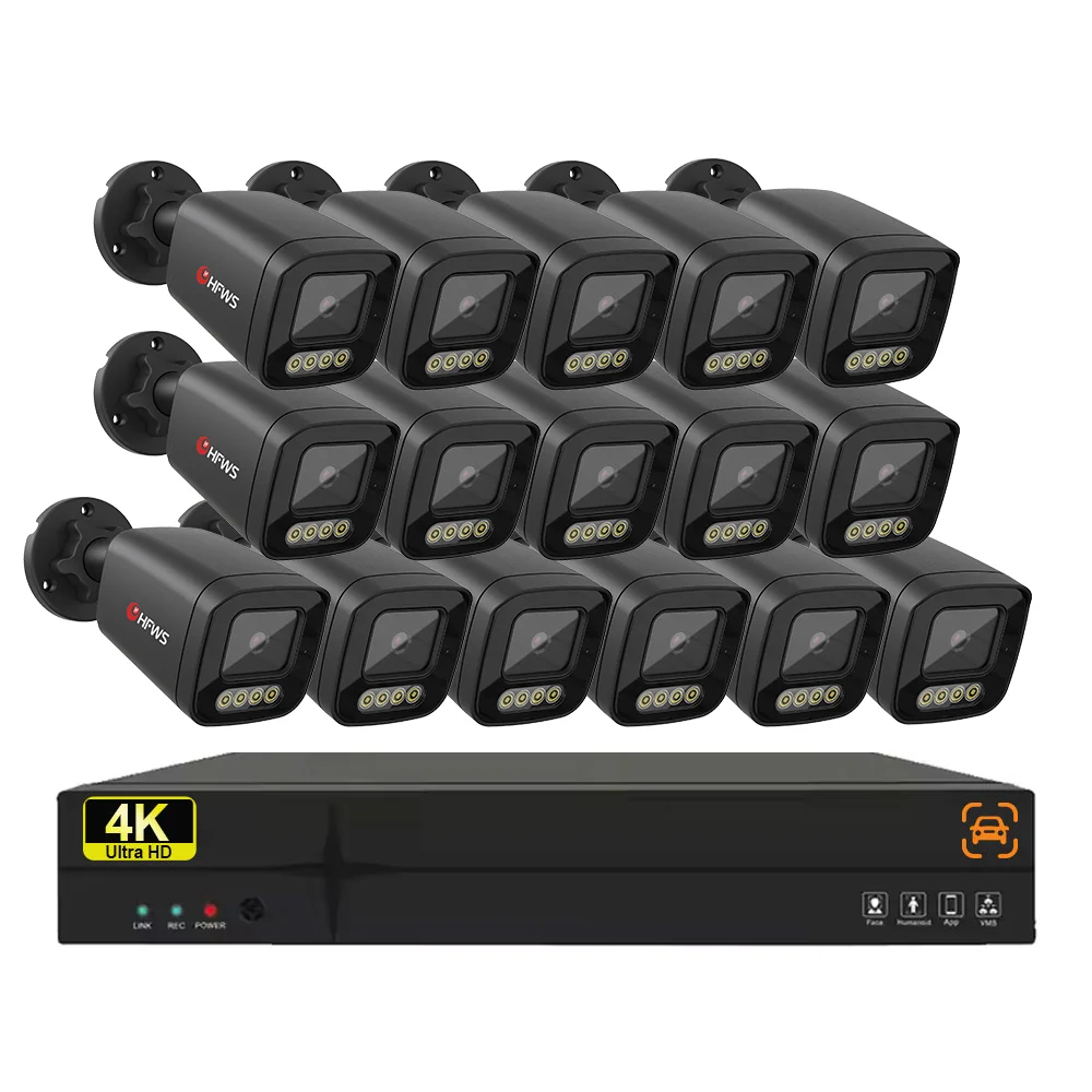 16ch Cctv Camera System 4K 8MP Poe IP Camera 25FPS 8channel Nvr Video ...