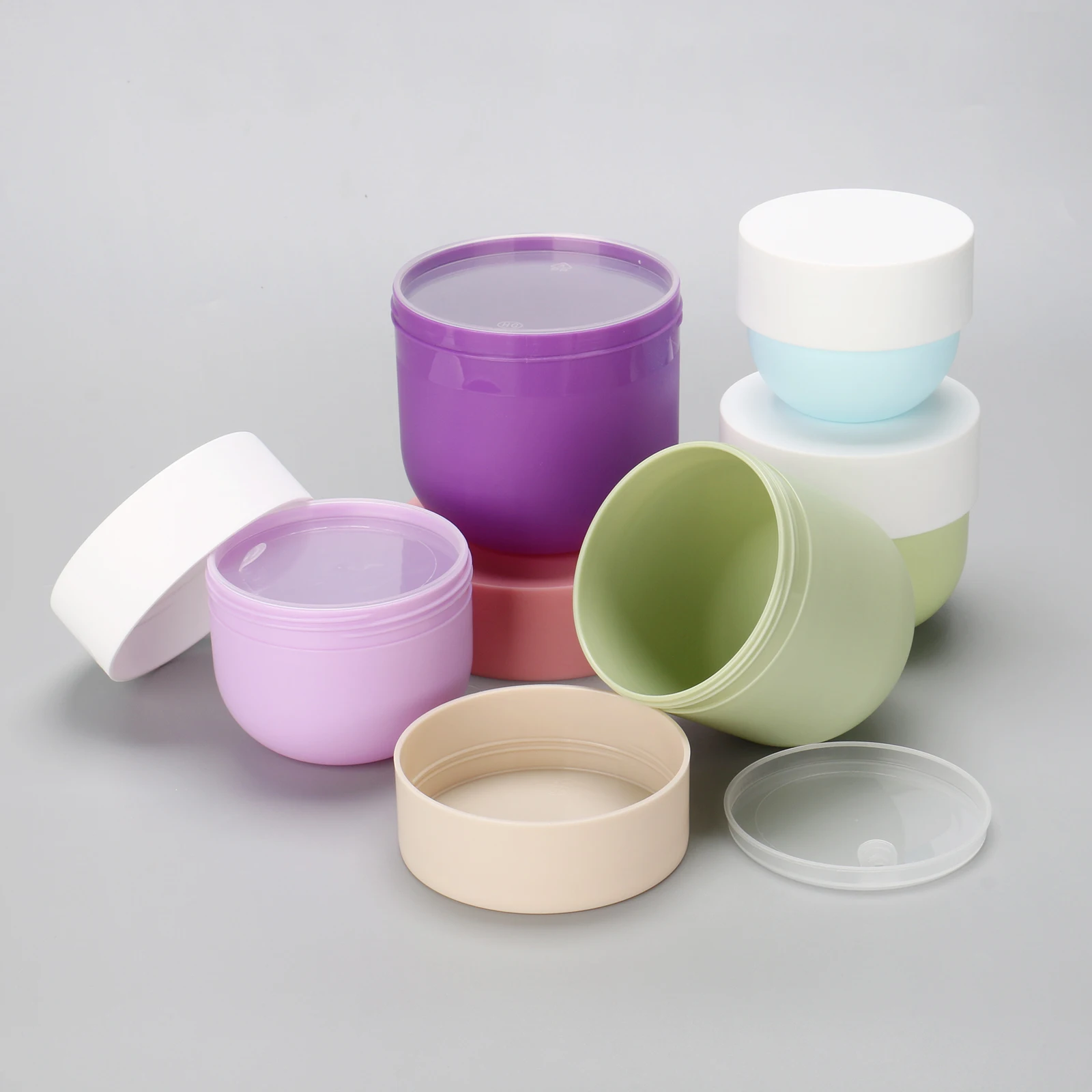 Round Bowl-shaped Matte Colourful Plastic Cream Jar 150g 200g 300g 350g ...