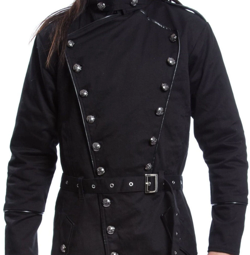 Men Dark Black Gothic Alternative Fashion Long Coats Breathable Gothic ...