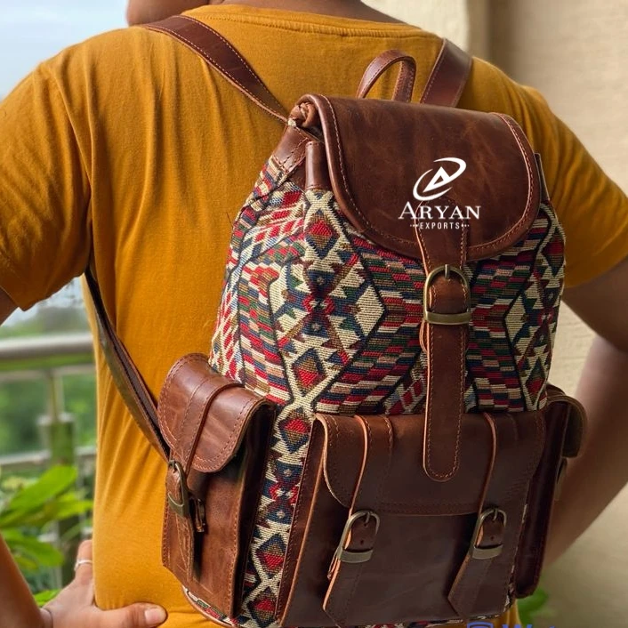 New Western Boho Style Vintage Handmade Jacquard Leather Drawstring ...