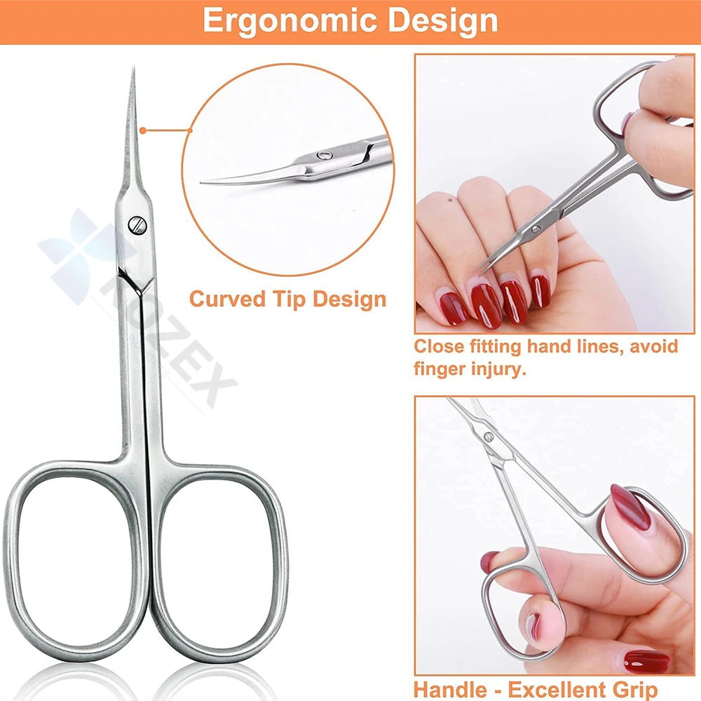 German Stainless Steel Extra Fine Point Manicure Nail Scissors Curved ...