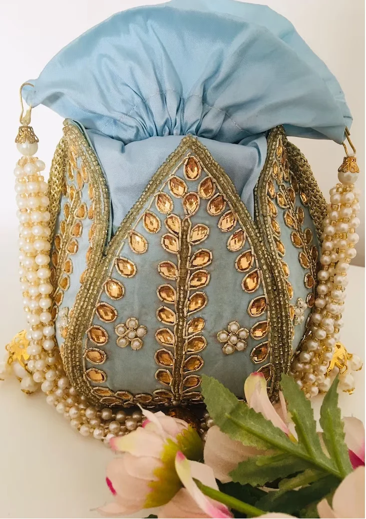 Multicolored Rajasthani Sequins Potlis Designer Wedding Potli Bag For ...