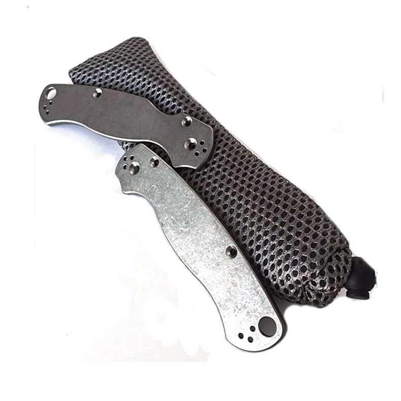 Washstone Brushed Titanium Knife Scales for Para 3 Spyderco Benchmade ...