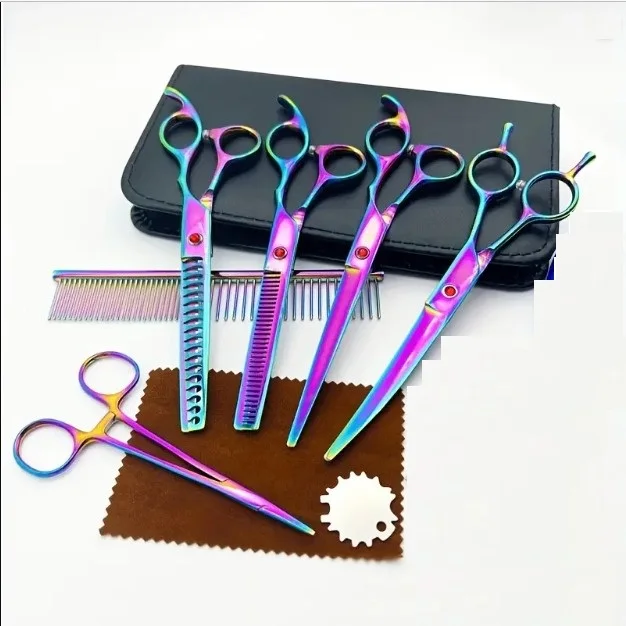 Professional 5 In 1 Dog Grooming Scissors Set With Safety Round Tips ...