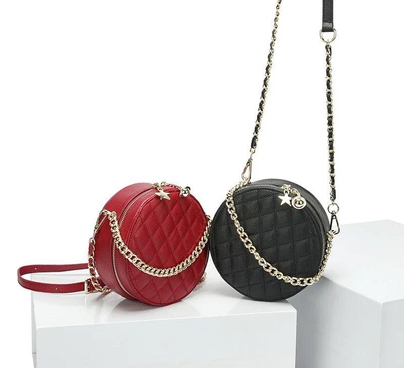 2024 New Custom High-quality Leather Small Round Bag Fashion Women's ...