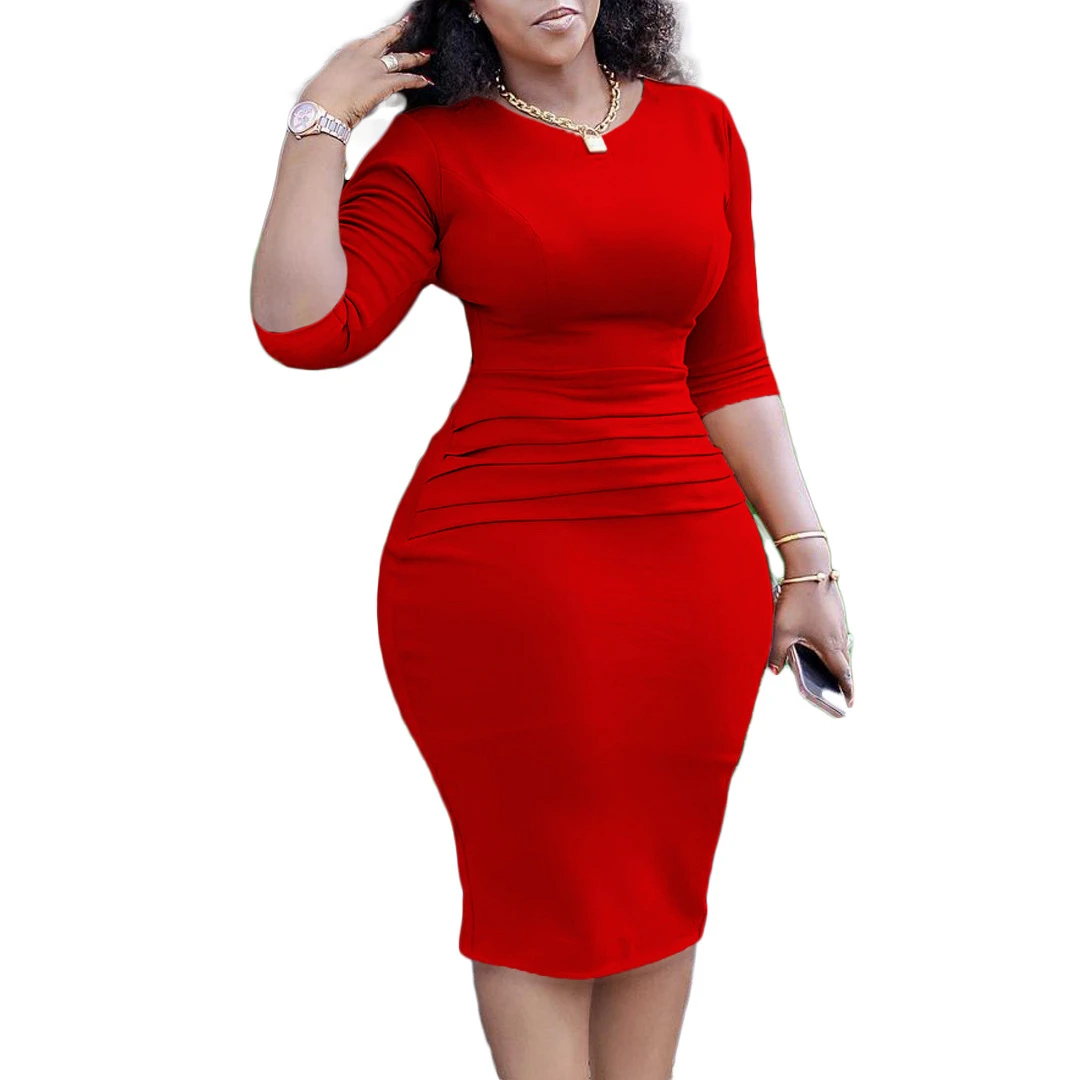 Latest Design Elegant Summer Dress 2023 Short Sleeve O Neck Pencil