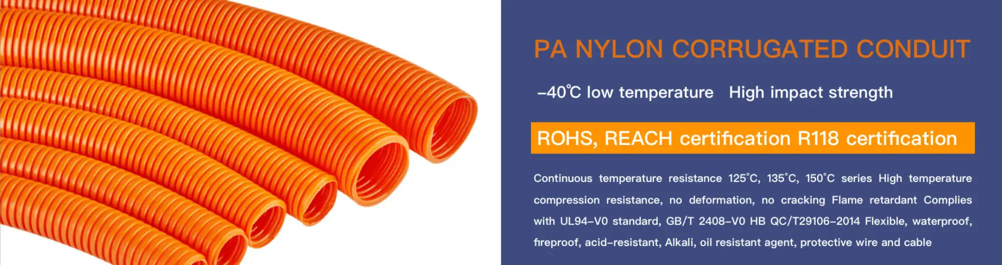 Pa Nylon Black Orange Flame Fire Resistant Flexible Cable Corrugated ...