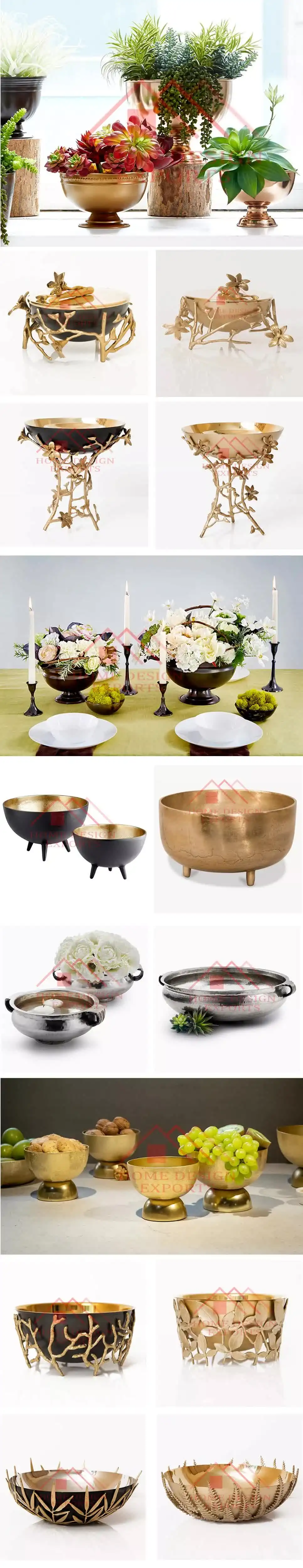 Antique Gold Aluminium Coral Design Fruits Bowl Tableware Use High ...