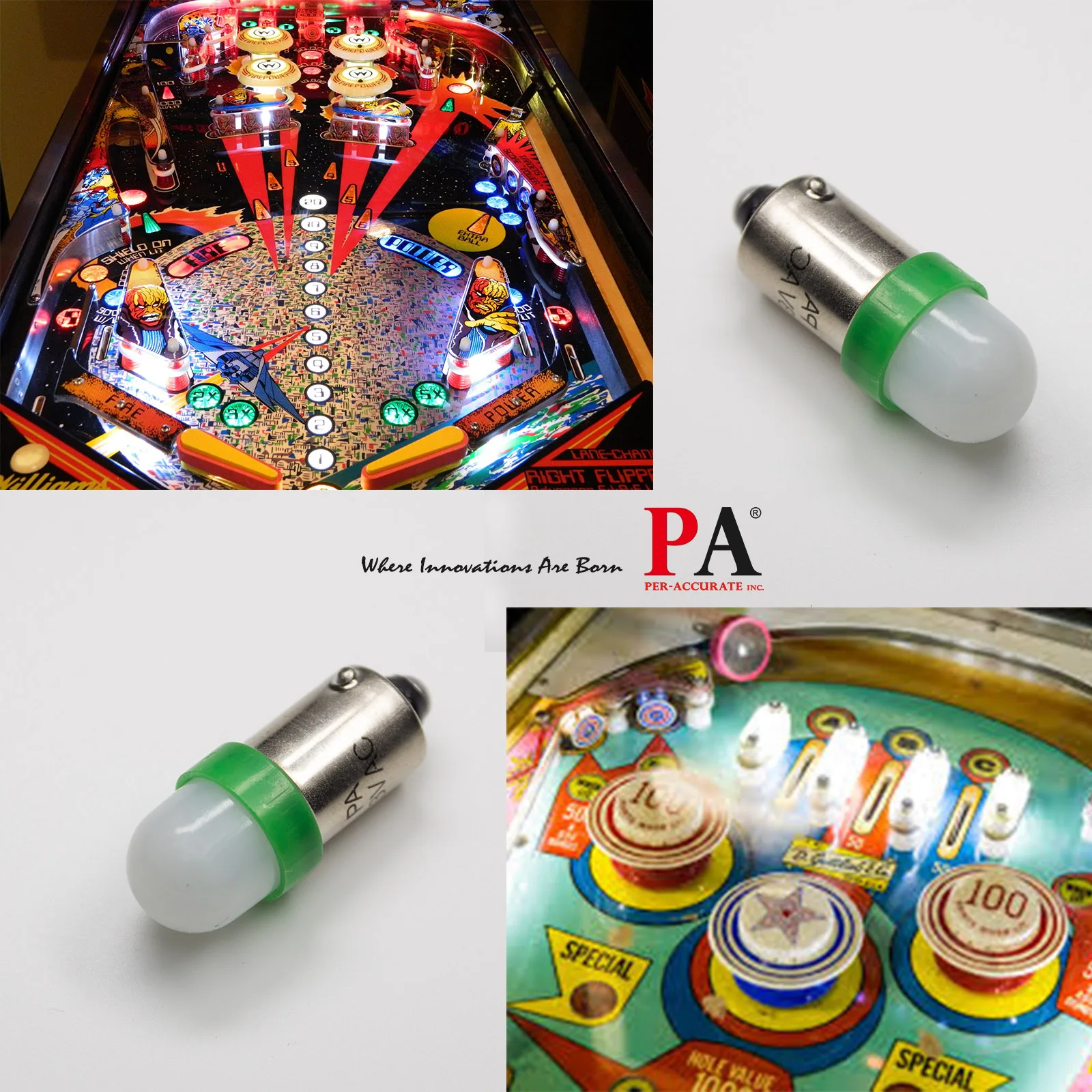 Pa Ba9s 2 Smd Led Frosted Lens Non Ghosting Green Pinball Machine Lamp ...