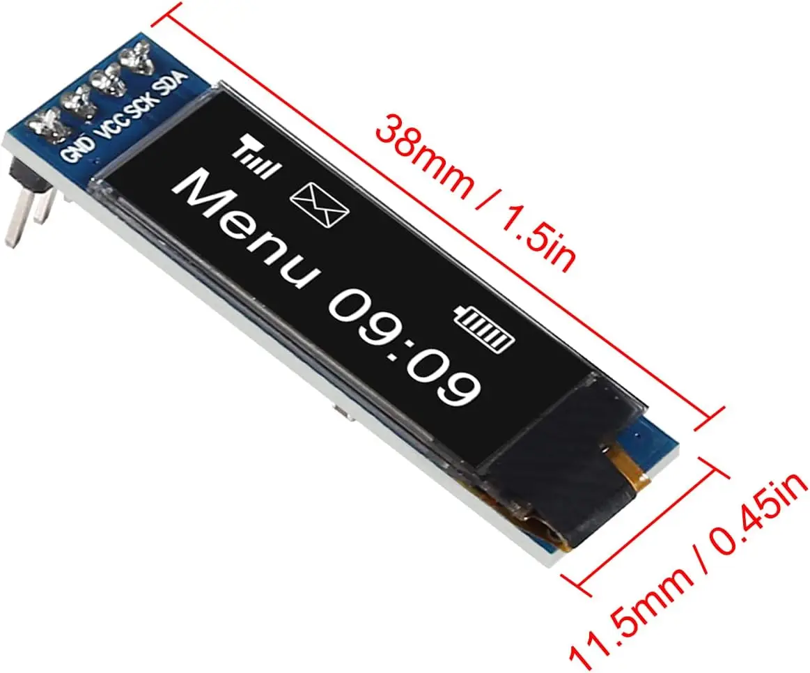 0.91 Inch I2C OLED Display Module IIC OLED Screen DC 3.3V~5V Compatible ...