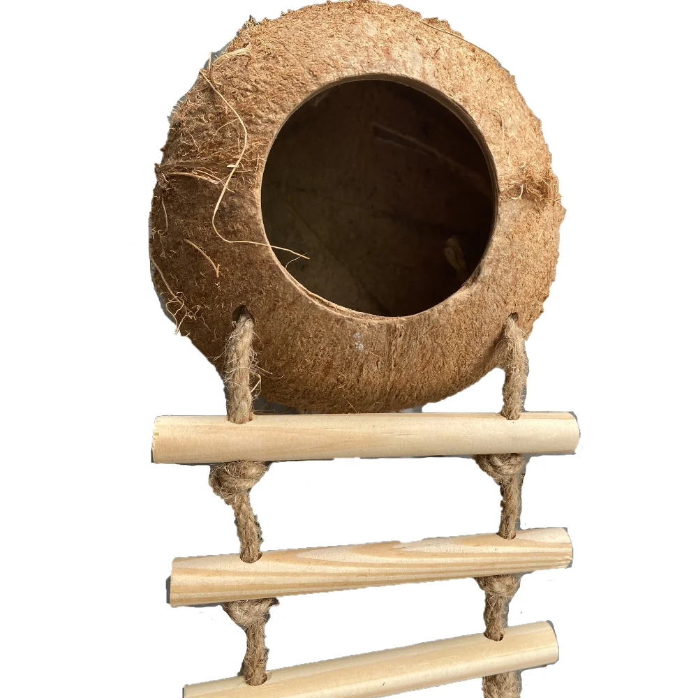 Coconut Shell Birds Nest Houses Habitat Small Animal Hides Cage Habitat ...