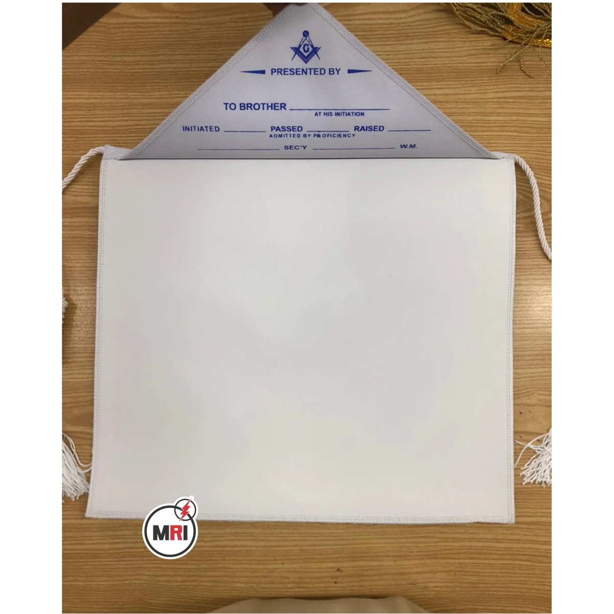Masonic Regalia Plain White Apron Masonic MM PM Customized Plain or Embroidered Custom Ribbon or ...