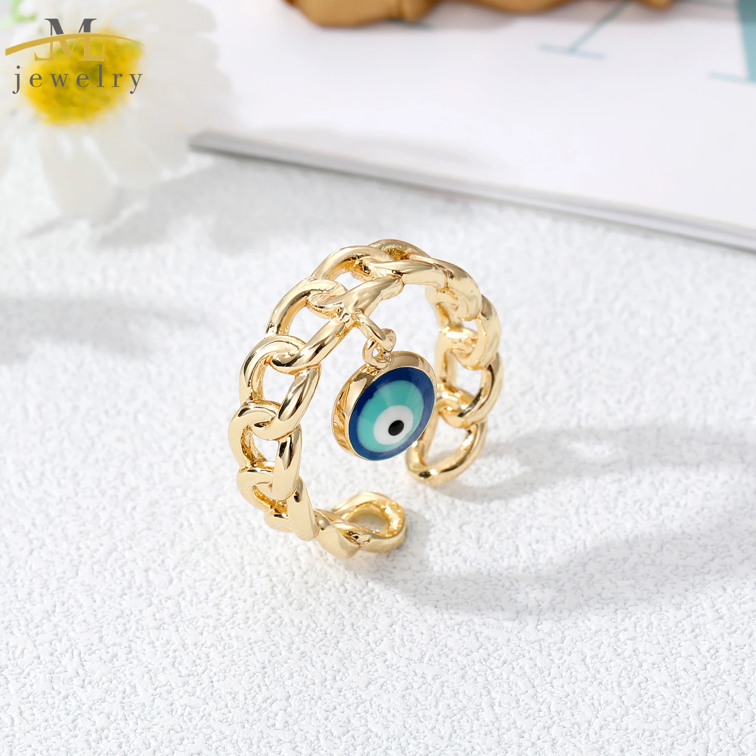 Jml New Design Adjustable Evil Eyes Charm Rings Fashion Jewelry 14k ...