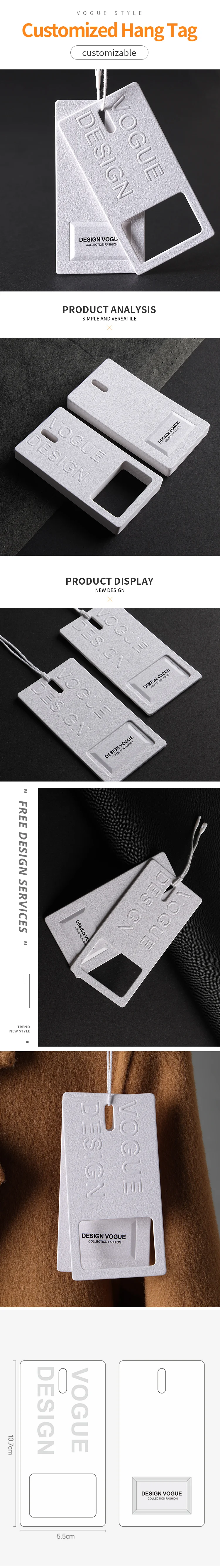 Wholesale Custom Luxury Clothing Hang Tag Die Cut Garment