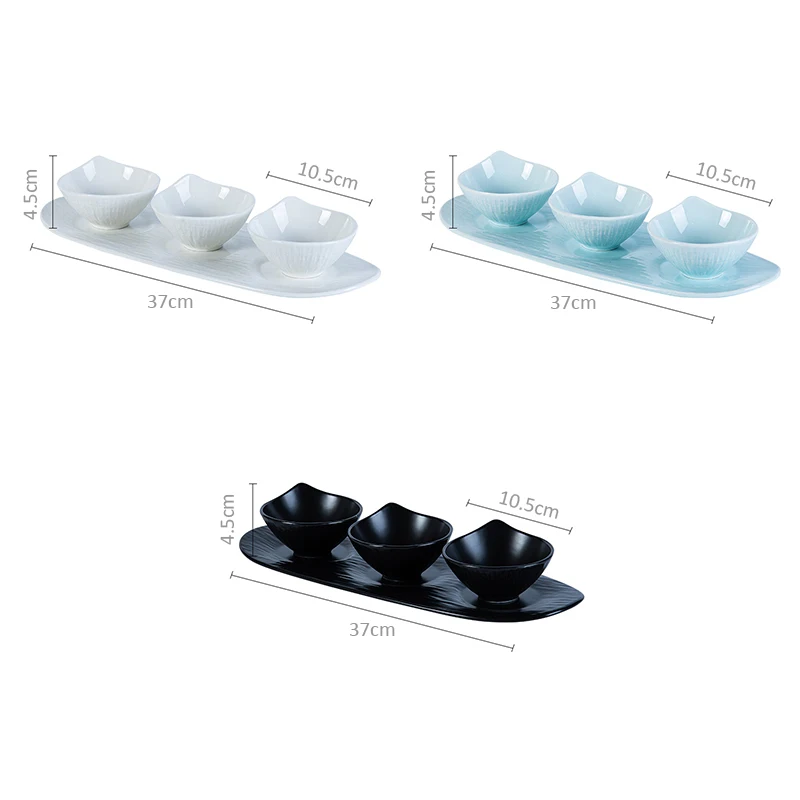 Mini Fruit Bowl With Tray Sets Appetizer Ceramic Bowls Set Of 3 Serving ...