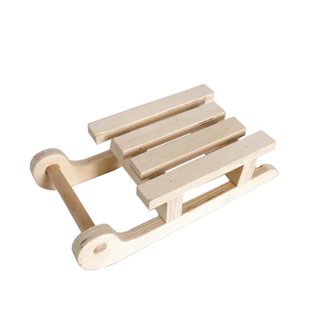 Wooden Mini Sled Ornaments Tabletop Wood Sleigh Display Stand Base ...