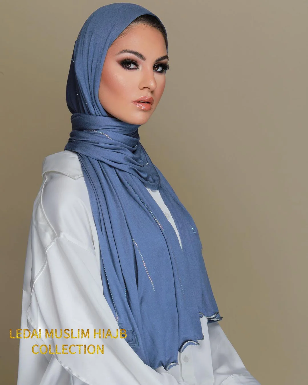 New Muslim Jersey Hijab Logo Satin Roll Hem Stretchy Jersey Shawls ...