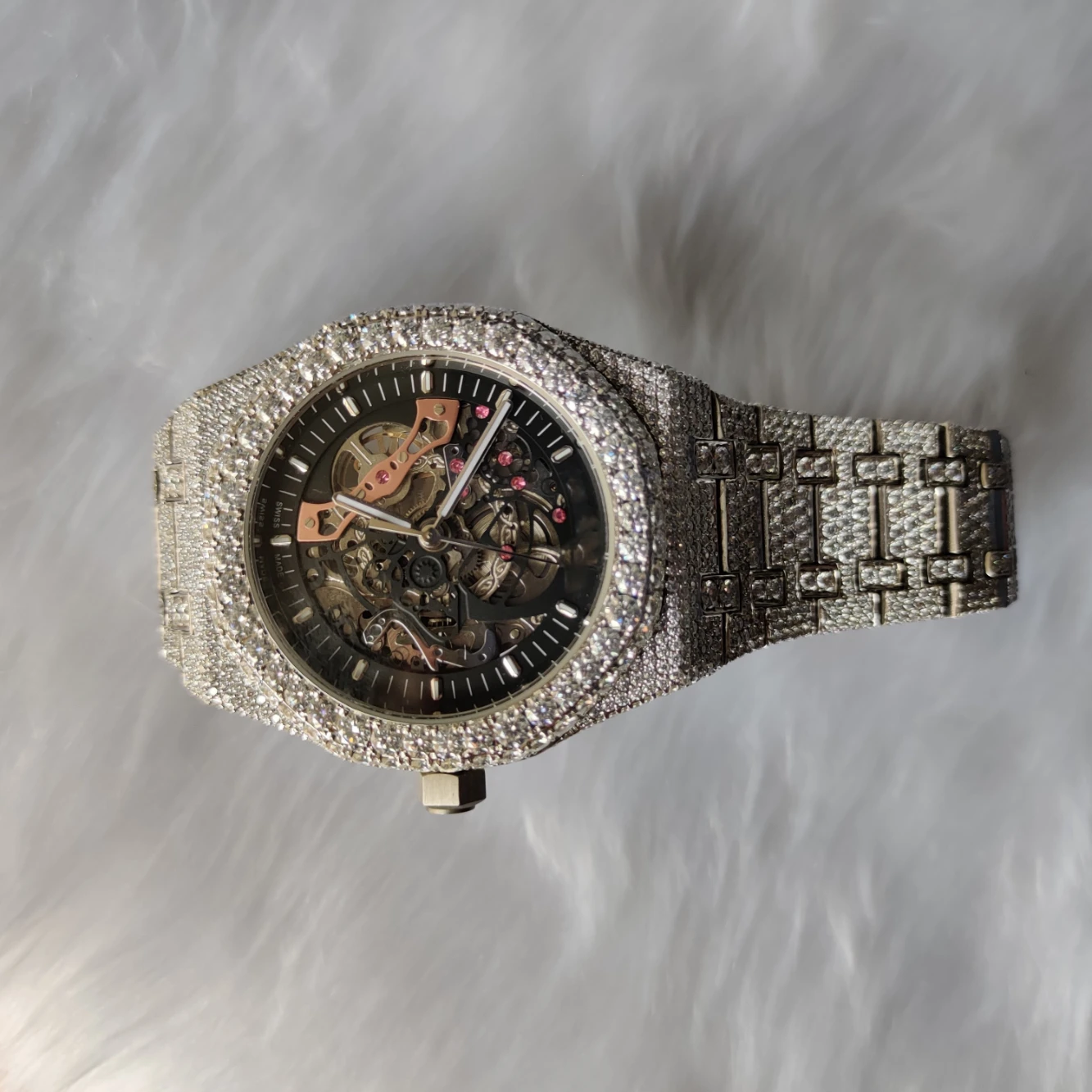 Customize Iced Out Automatic Luxury Watch Vvs Moissanite Diamond Hip ...