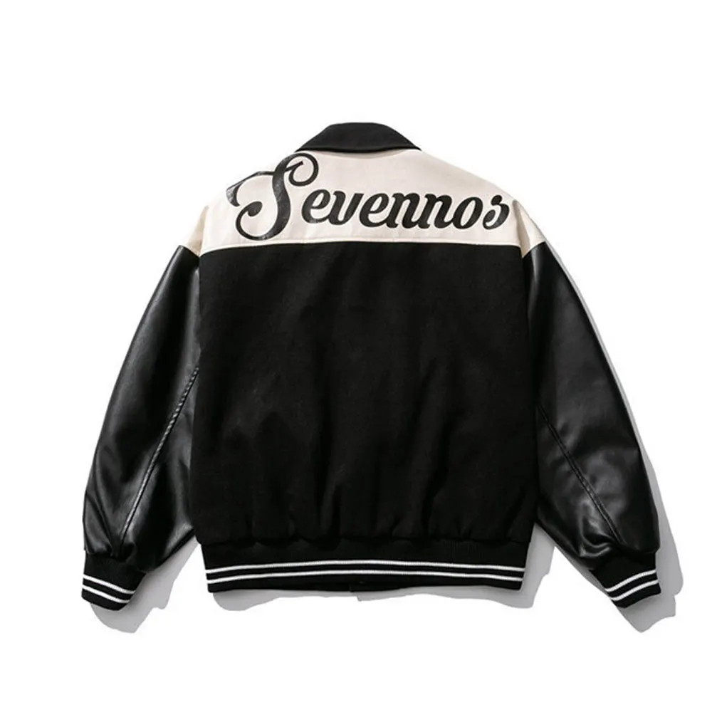 Letterman Jacket Genuine Leather Sleeves &wool Blend University School ...