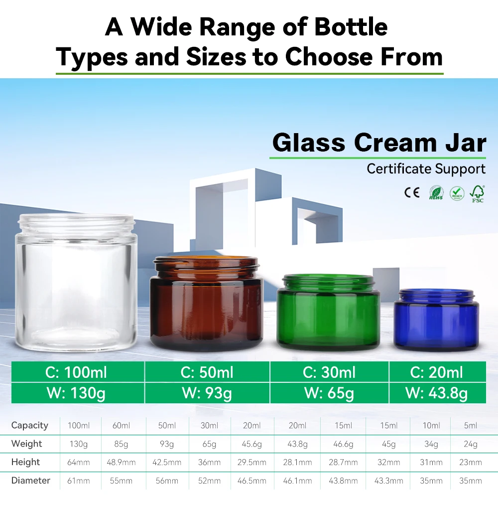 Clear Ointment Cream Glass Jars - Eco-Friendly Packaging