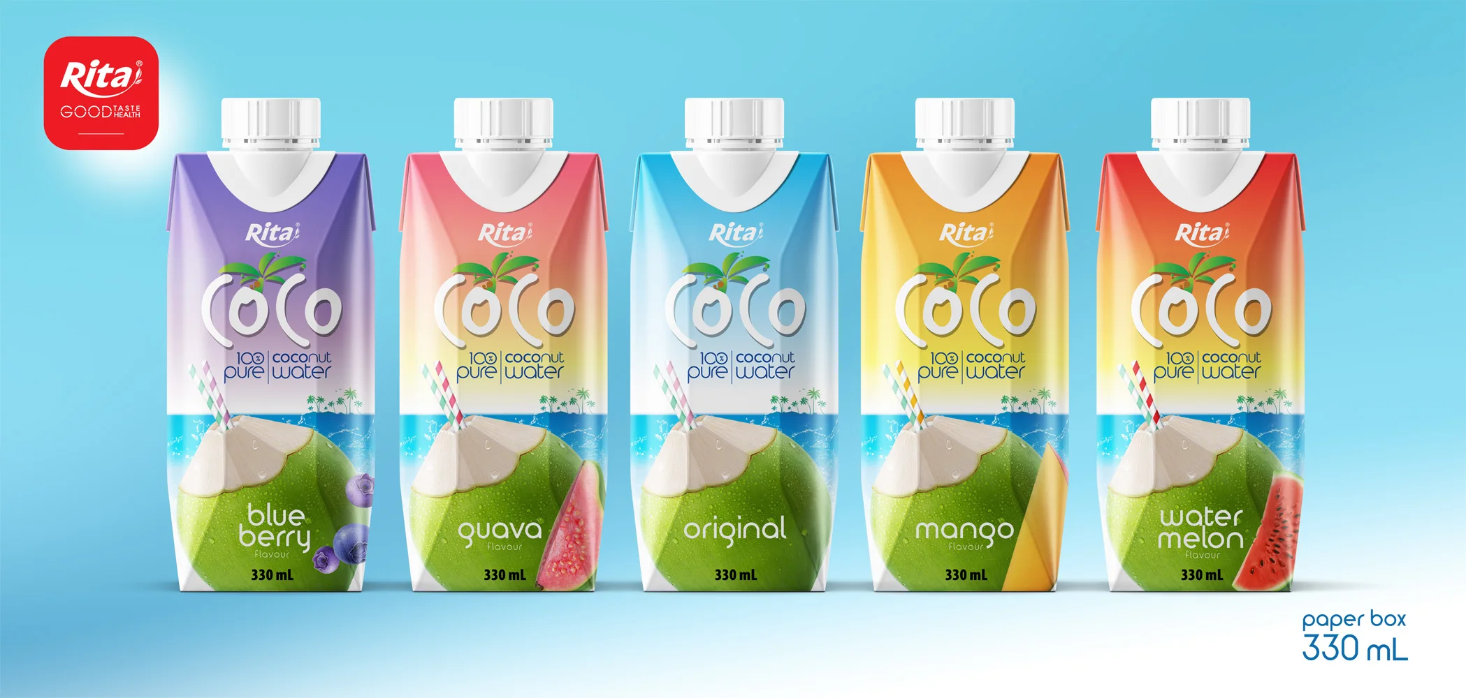 Ready To Use Coconut Water 330ml Paper Box Coco 100% Pure Guava Fresh Young Coconut Water Custom ...