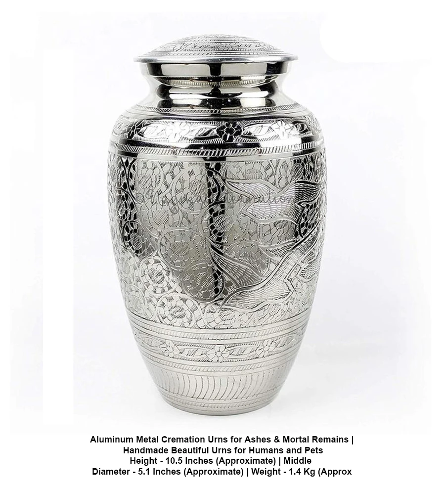 Traditional Designing Aluminum Cremation Urn Handmade Flower Designing ...