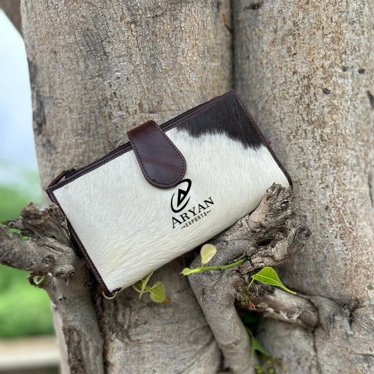 New Real Handmade Hair On Hide Wallets For Women Slim Wallet Bifold ...