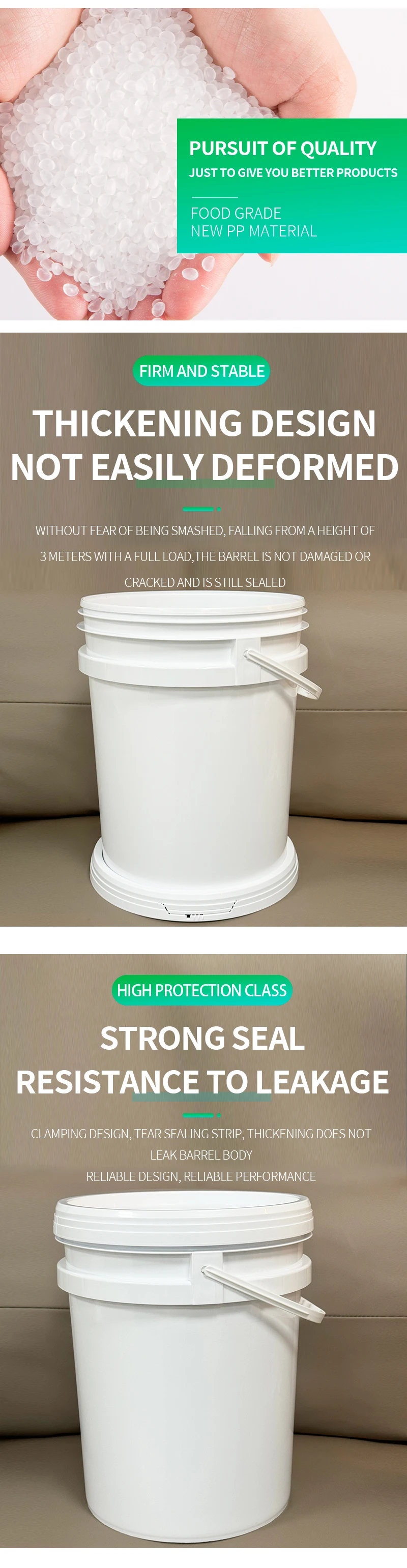 Factory Direct Food-Grade Plastic Buckets Square and Cylinder Shapes ...