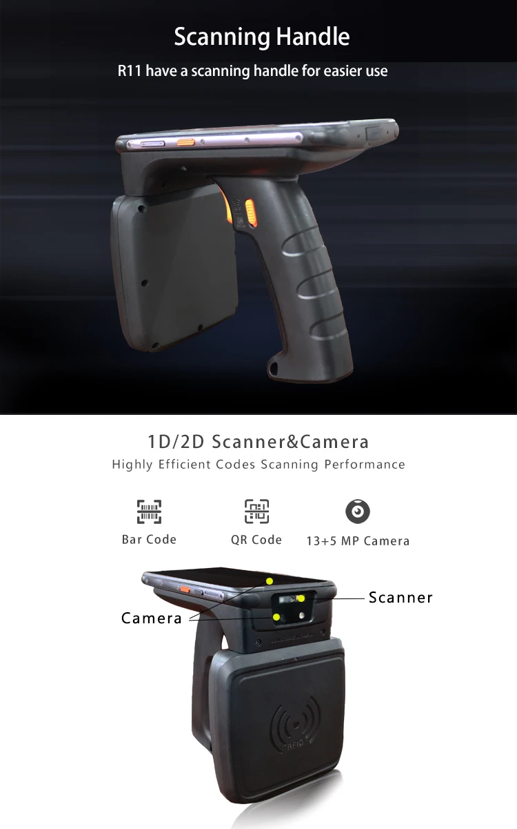 Handheld Portable RFID Readers Scanner OEM - Rugged & Android 4G