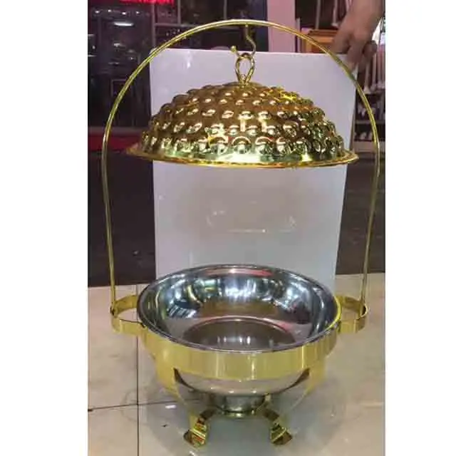 Restaurant Supplier Stainless Steel Dome Hammered Gold Chaffing Dish ...