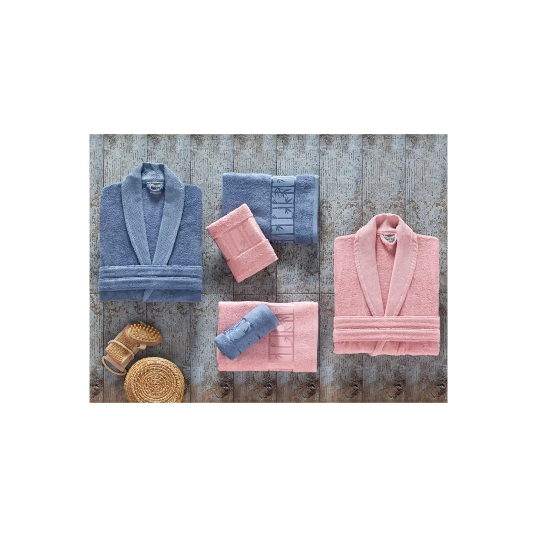 Arliva Bamboo Family Bathrobe Set Powder Blue| Alibaba.com