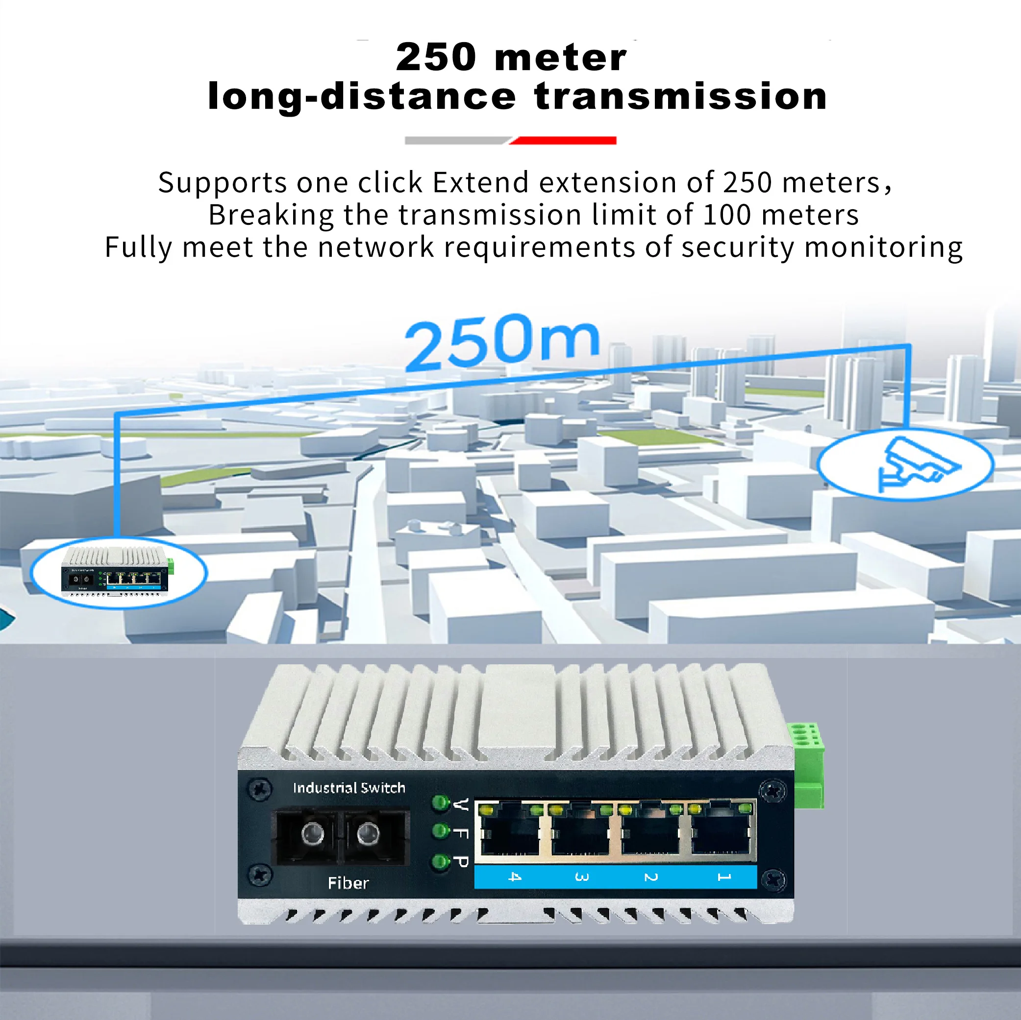 5 Ports 10/100m Single Mode Two Fibers Ethernet Industrial Switch For ...