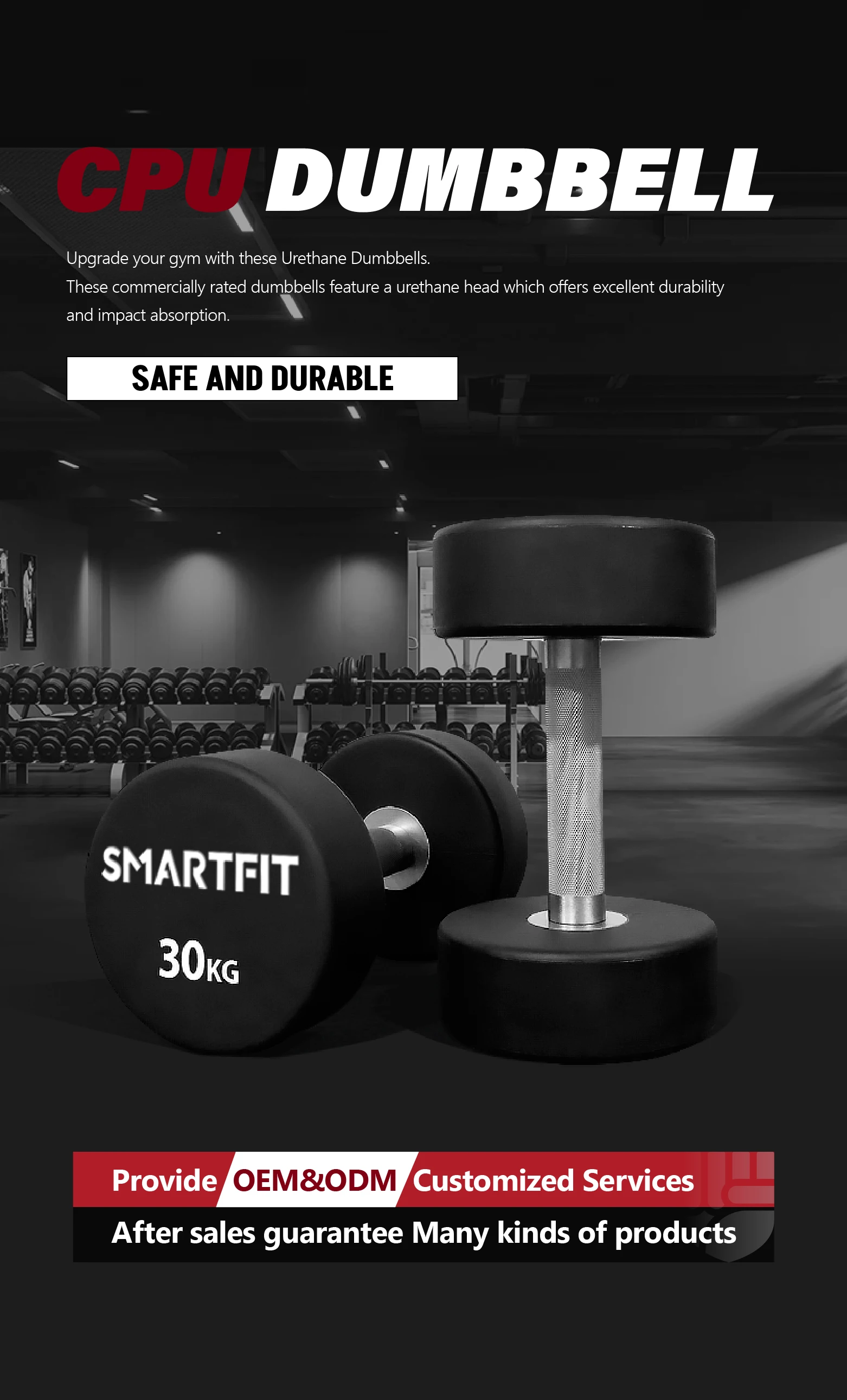 Smartfit Gym Custom Urethane Dumbbell Fitness Set Black PU