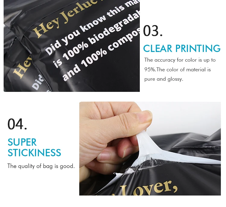 Custom Printed Logo Biodegradable Black Polybag Thank You Shipping ...